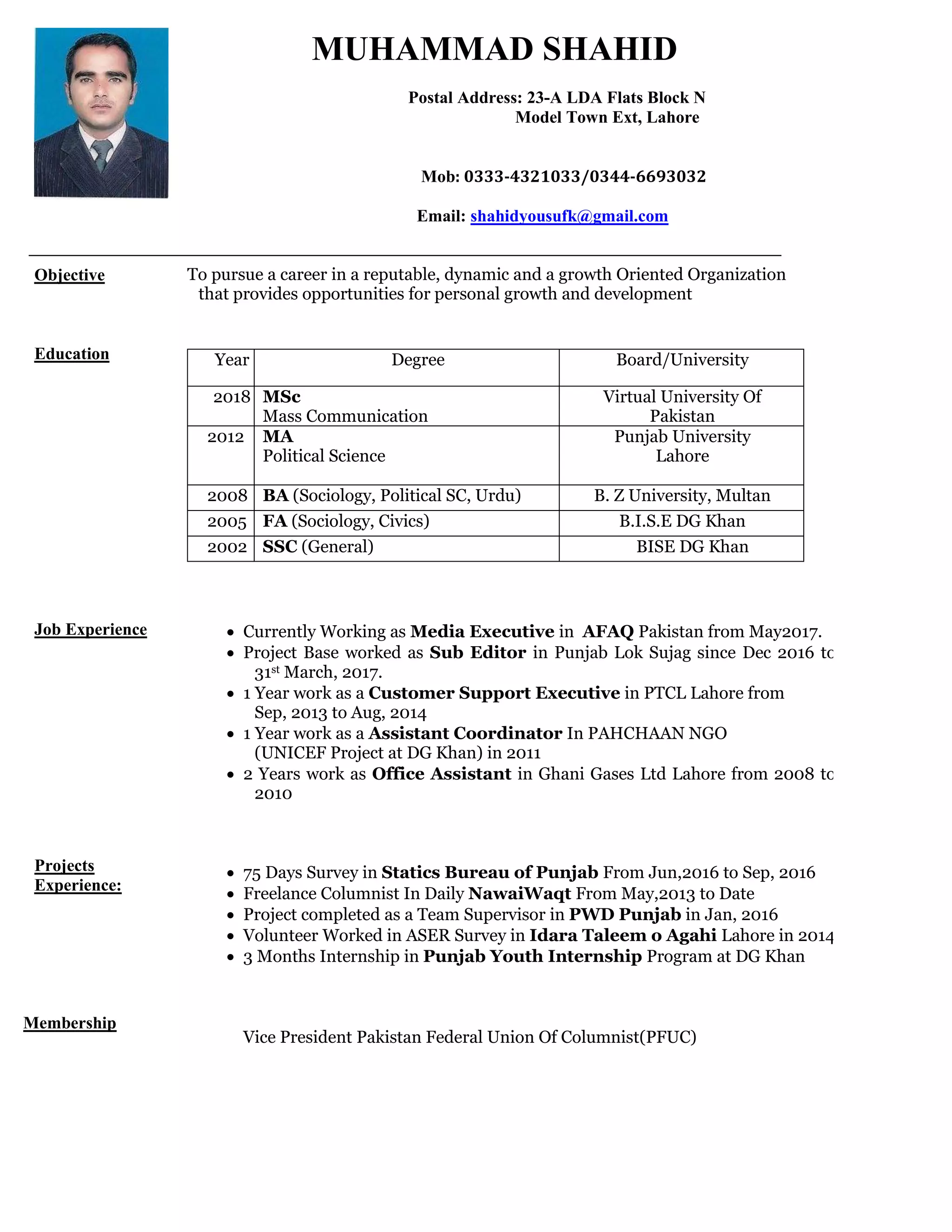 Muhammad Shahid (Media Executive) | PDF