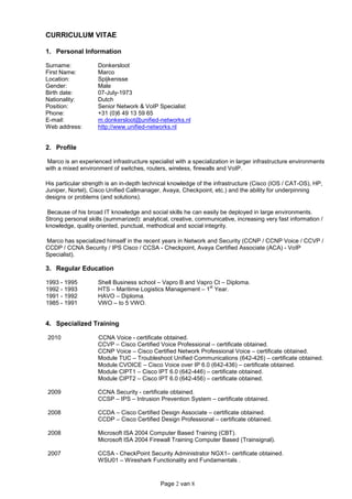 CV - Marco Donkersloot - September 2011 (english) | PDF