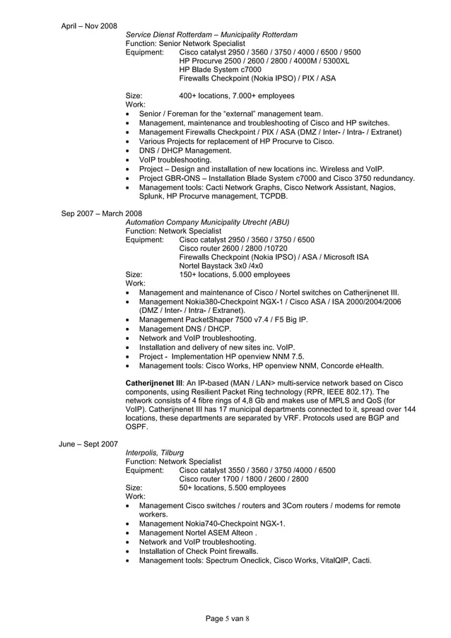 CV - Marco Donkersloot - September 2011 (english) | PDF