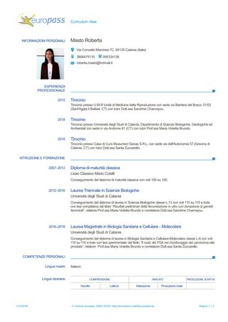CV Masto Roberta | PDF | Medical Health