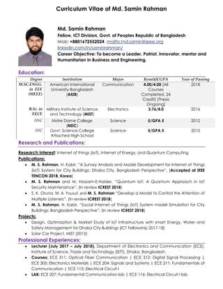 CV_Md Samin Rahman_MIST_EECE_2016 | PDF