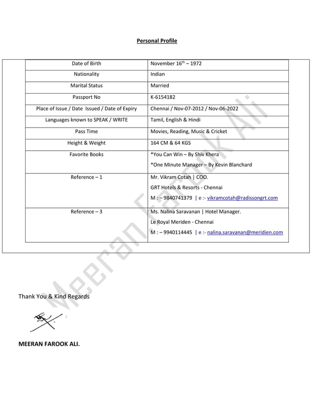 CV - Meeran Farook Ali | PDF