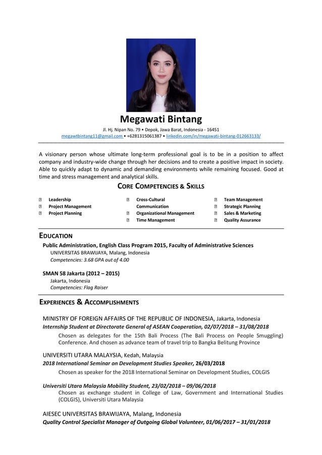 CV - Megawati Bintang | PDF | Business Administration | Business