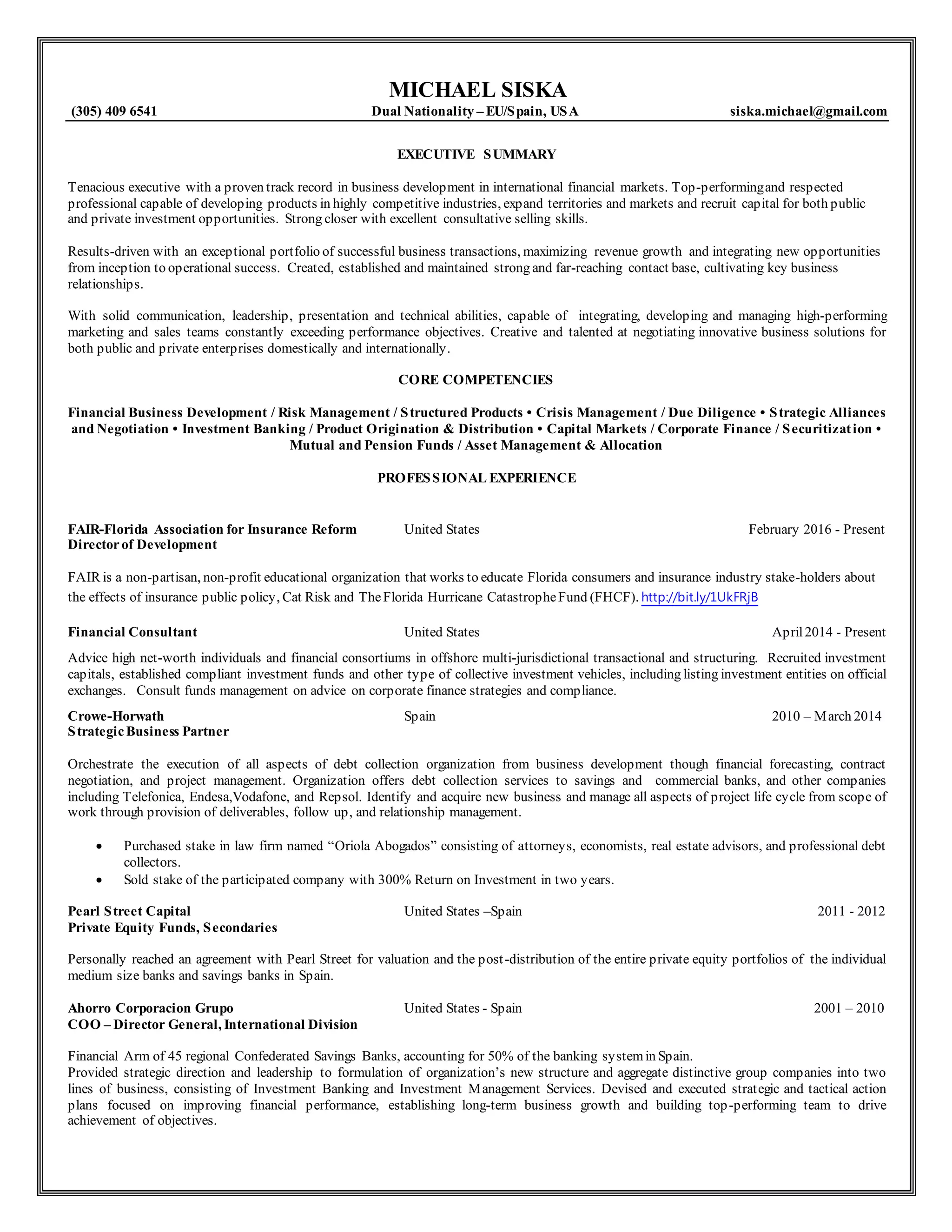 Cv michael siska, June 2016 | DOCX