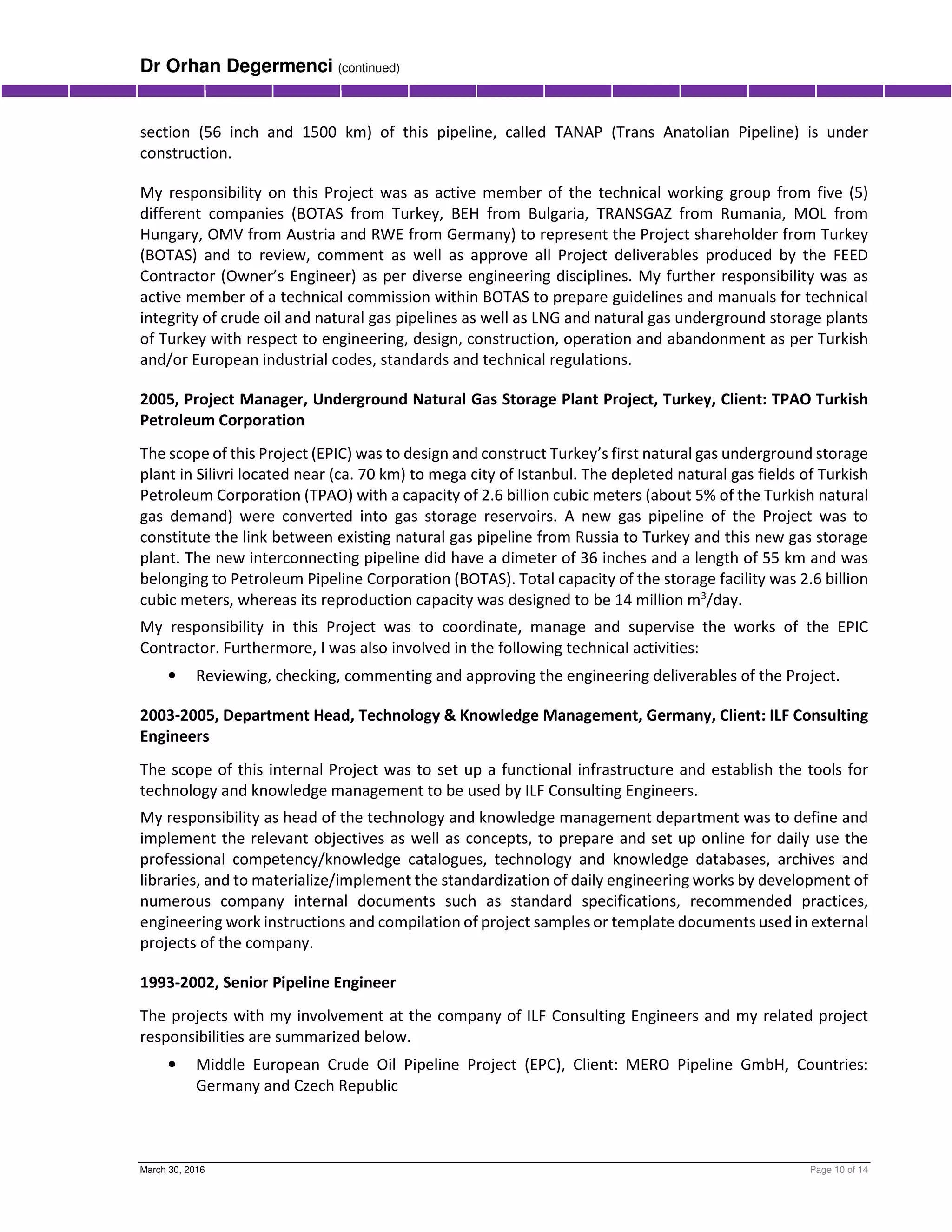 Cv mr. orhan degermenci (lead pipeline engineer) | PDF