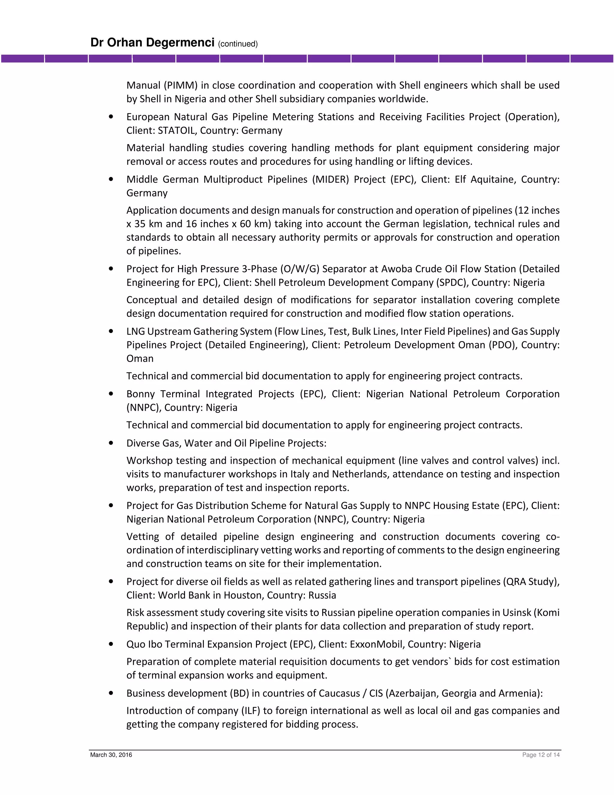 Cv mr. orhan degermenci (lead pipeline engineer) | PDF
