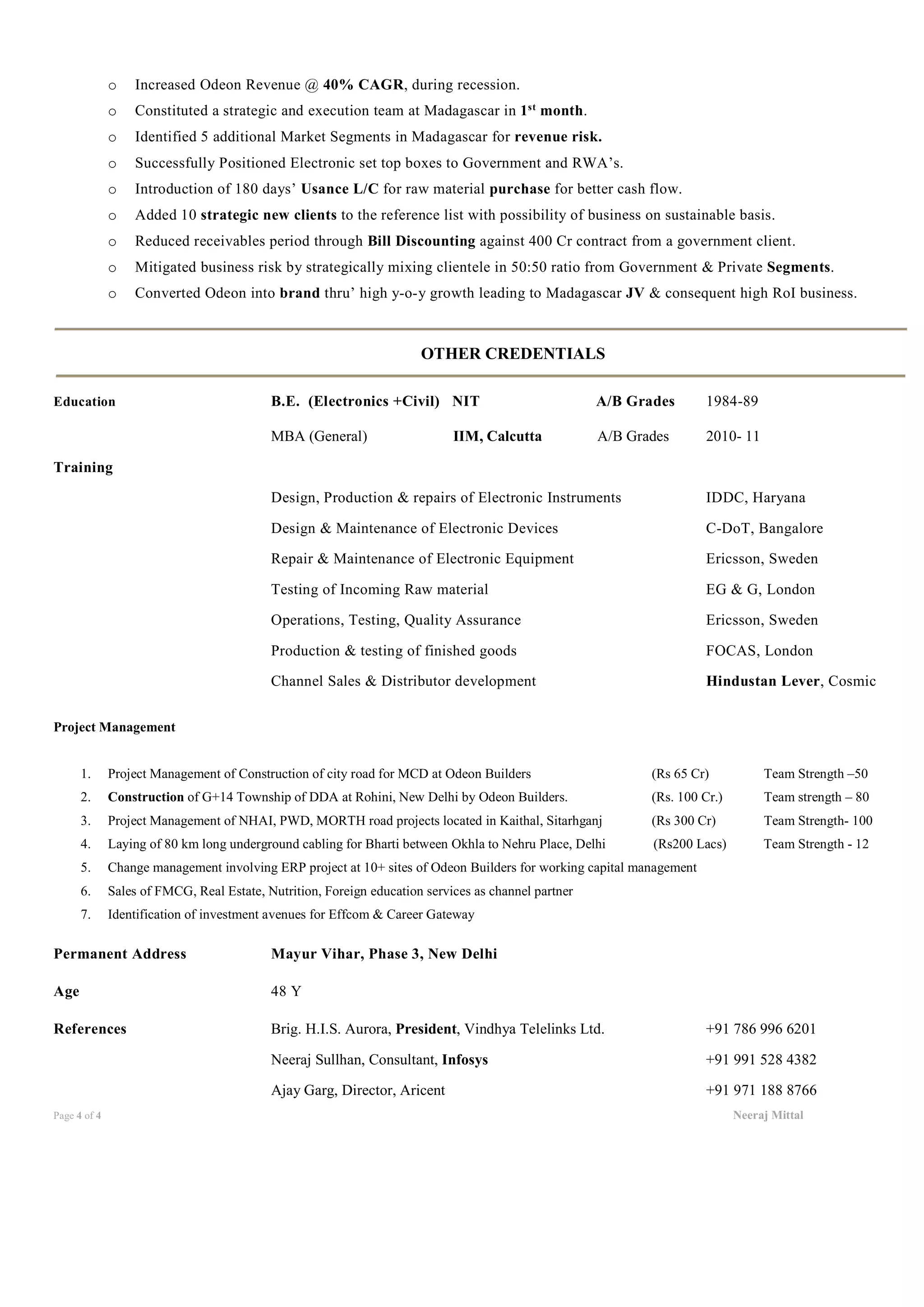 Cv neeraj mittal-nit-iim-operations-business development-international | PDF | Manufacturing ...