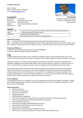 Cv nelson pel malip 06.02.2018