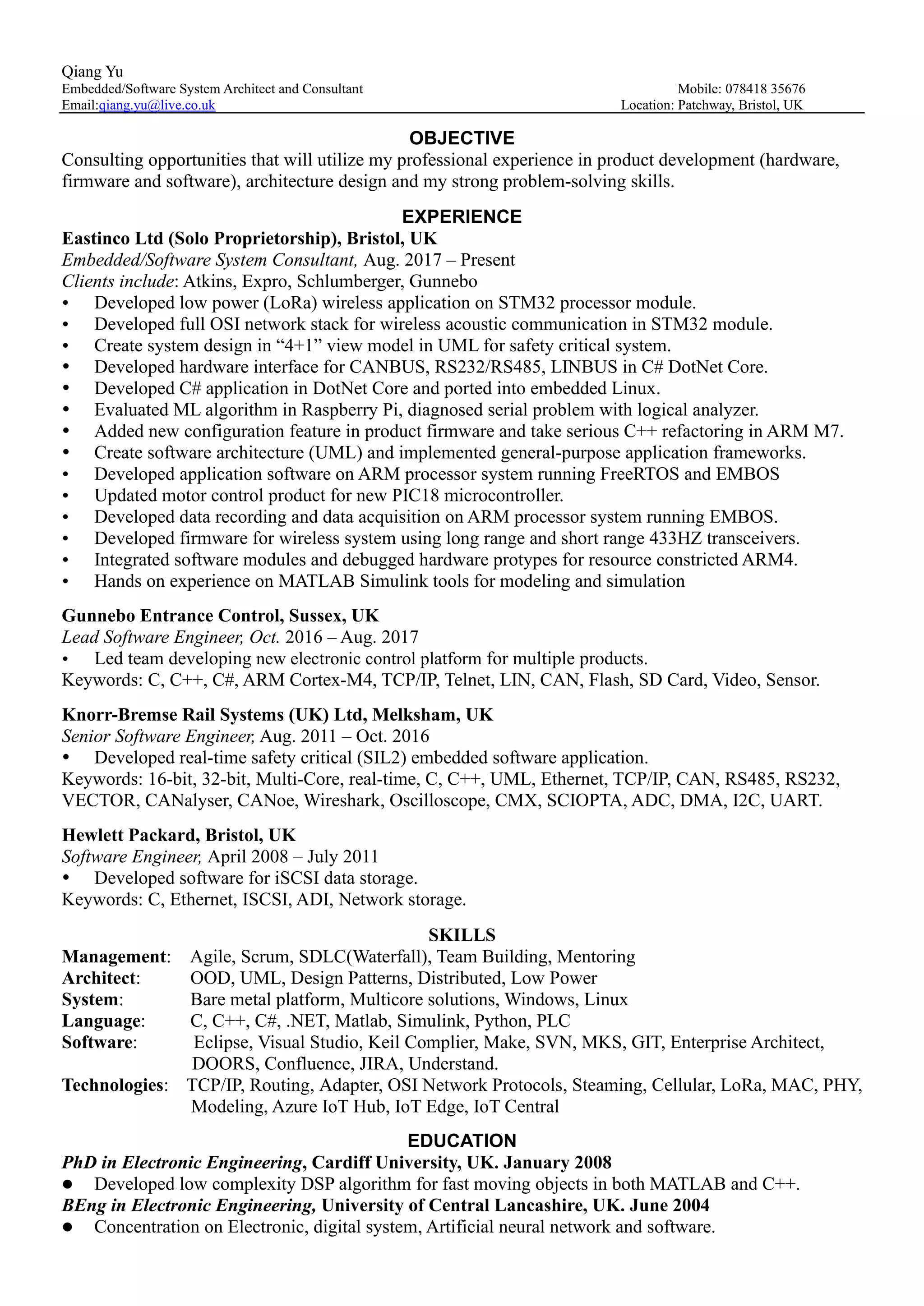 Qiang Yu Resume | PDF