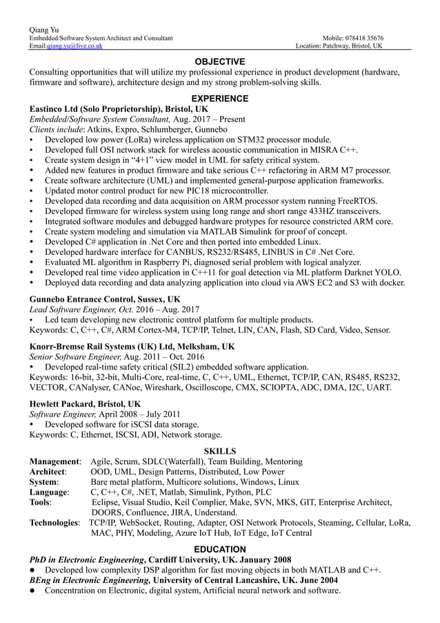 Qiang Yu Resume | PDF