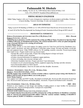 Cv Piping Engineer | DOCX
