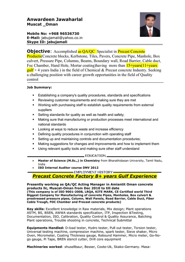 Cv precast concrete | DOC | Civil Engineering Industry | Industries
