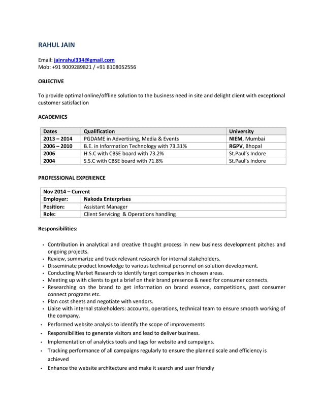 CV rahul jain | PDF
