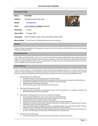 Cv Management | PDF | Hospitality Industry | Industries