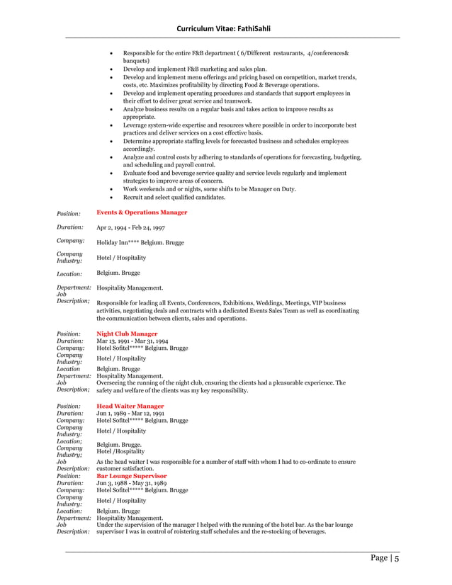 Cv Management | PDF | Hospitality Industry | Industries