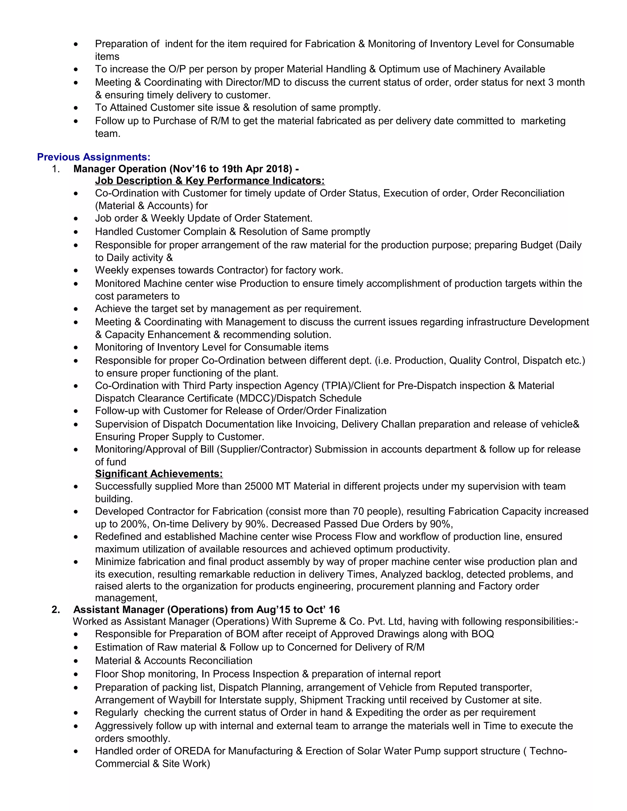 Cv santosh kumar ( Manager Operation) | DOC