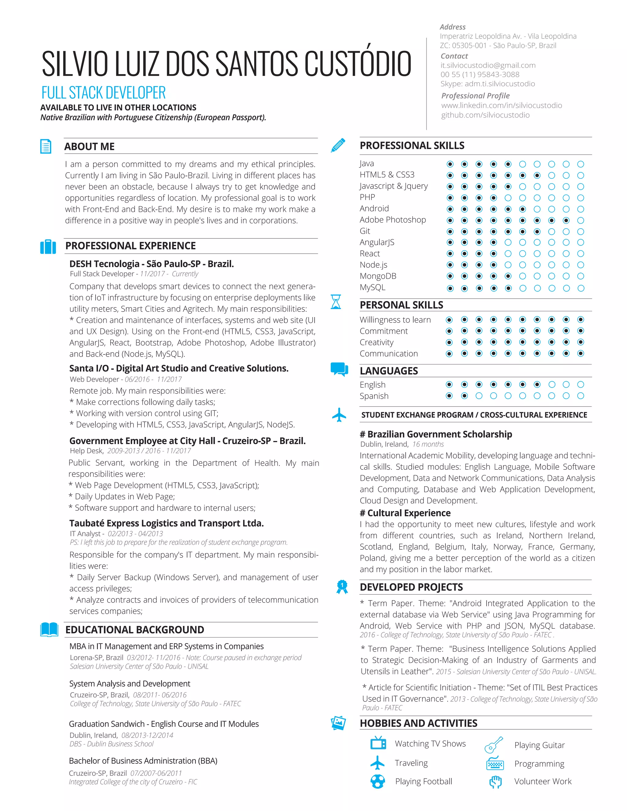 CV Short version - Silvio Custodio - January-2018 | PDF