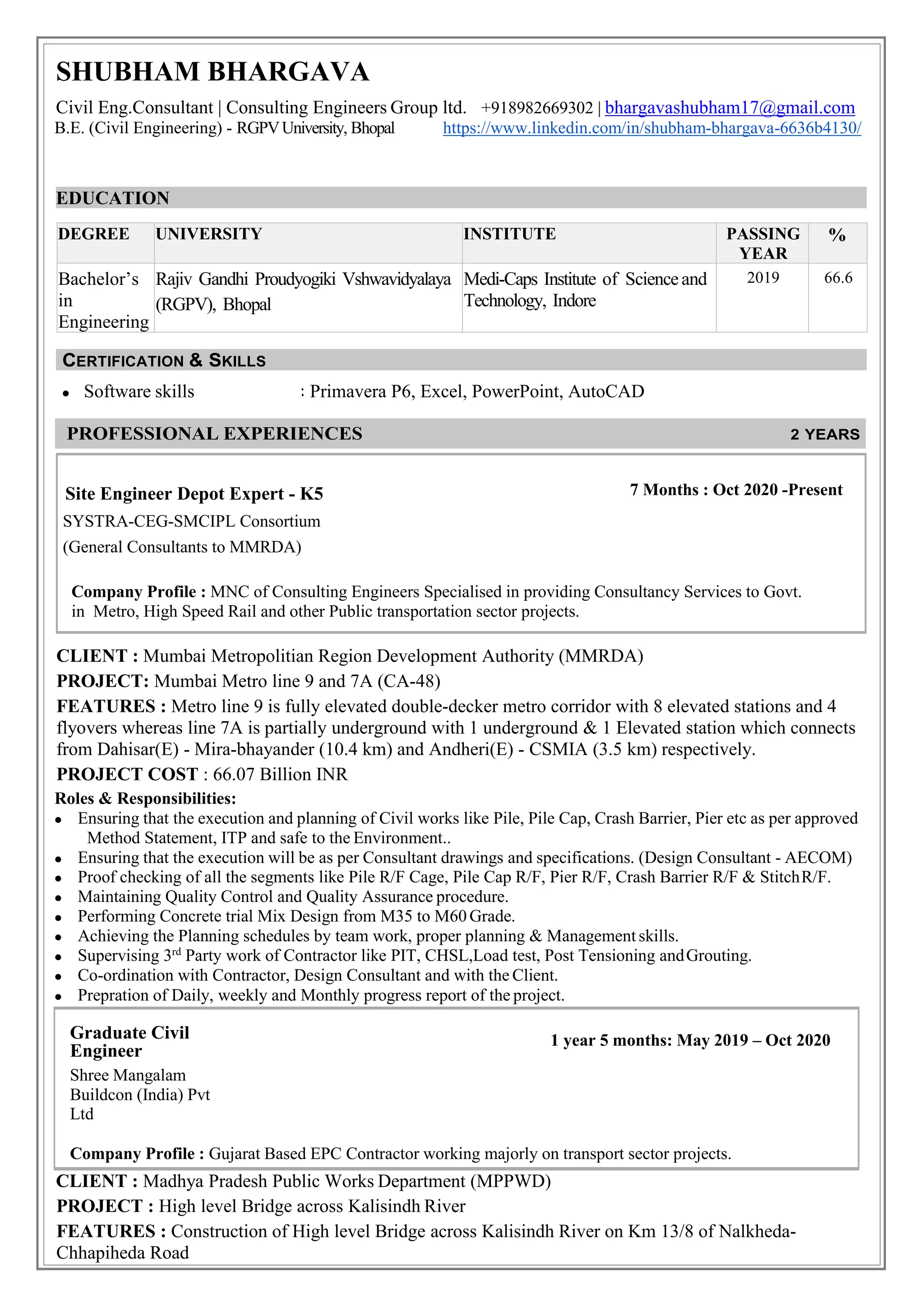 CV Shubham Bhargava | PDF