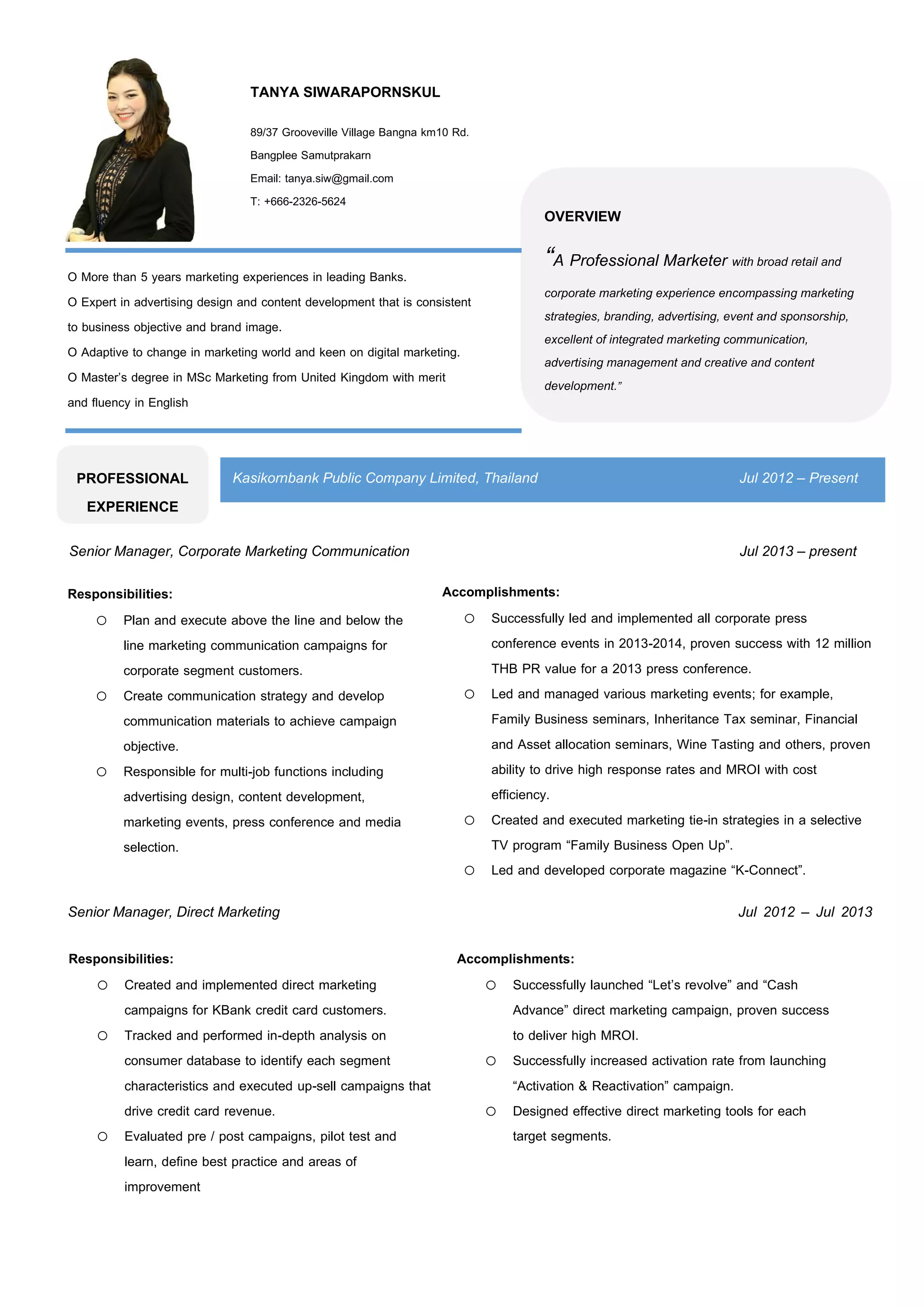 Cv tanya siwarapornskul | PDF
