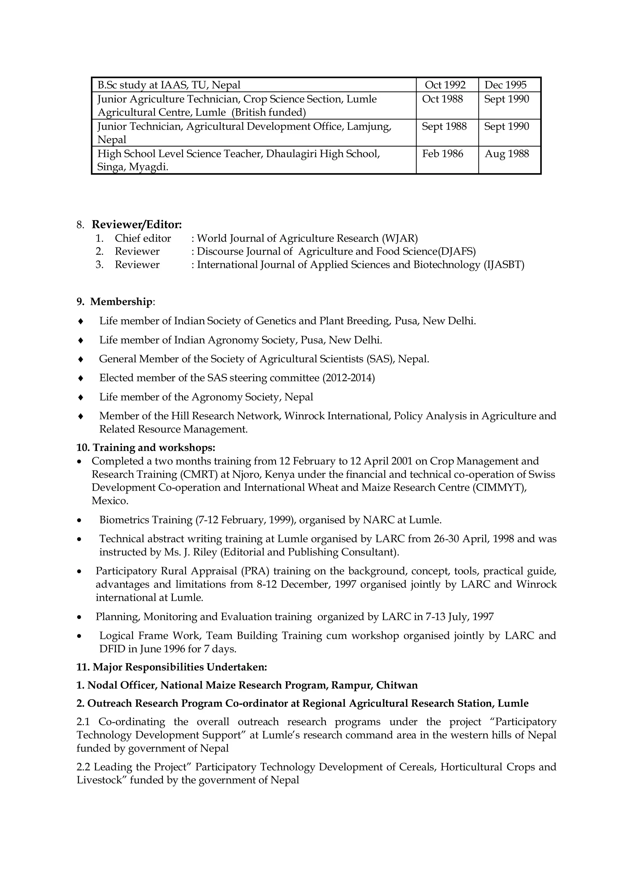 CV-Tika B. Karki, NARC, Nepal | PDF