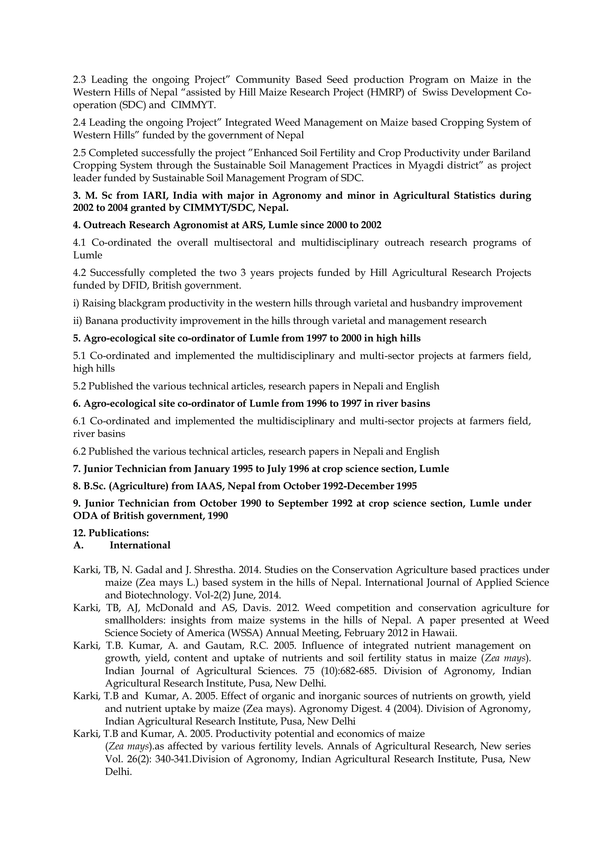 CV-Tika B. Karki, NARC, Nepal | PDF