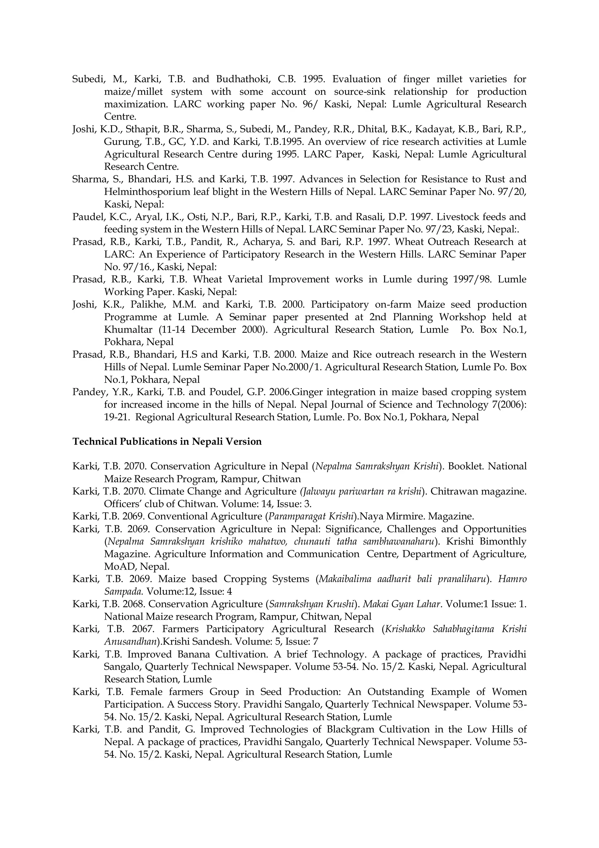 CV-Tika B. Karki, NARC, Nepal | PDF