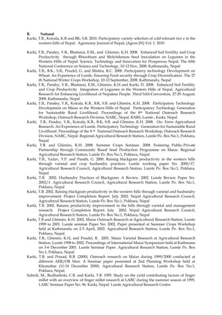 CV-Tika B. Karki, NARC, Nepal | PDF