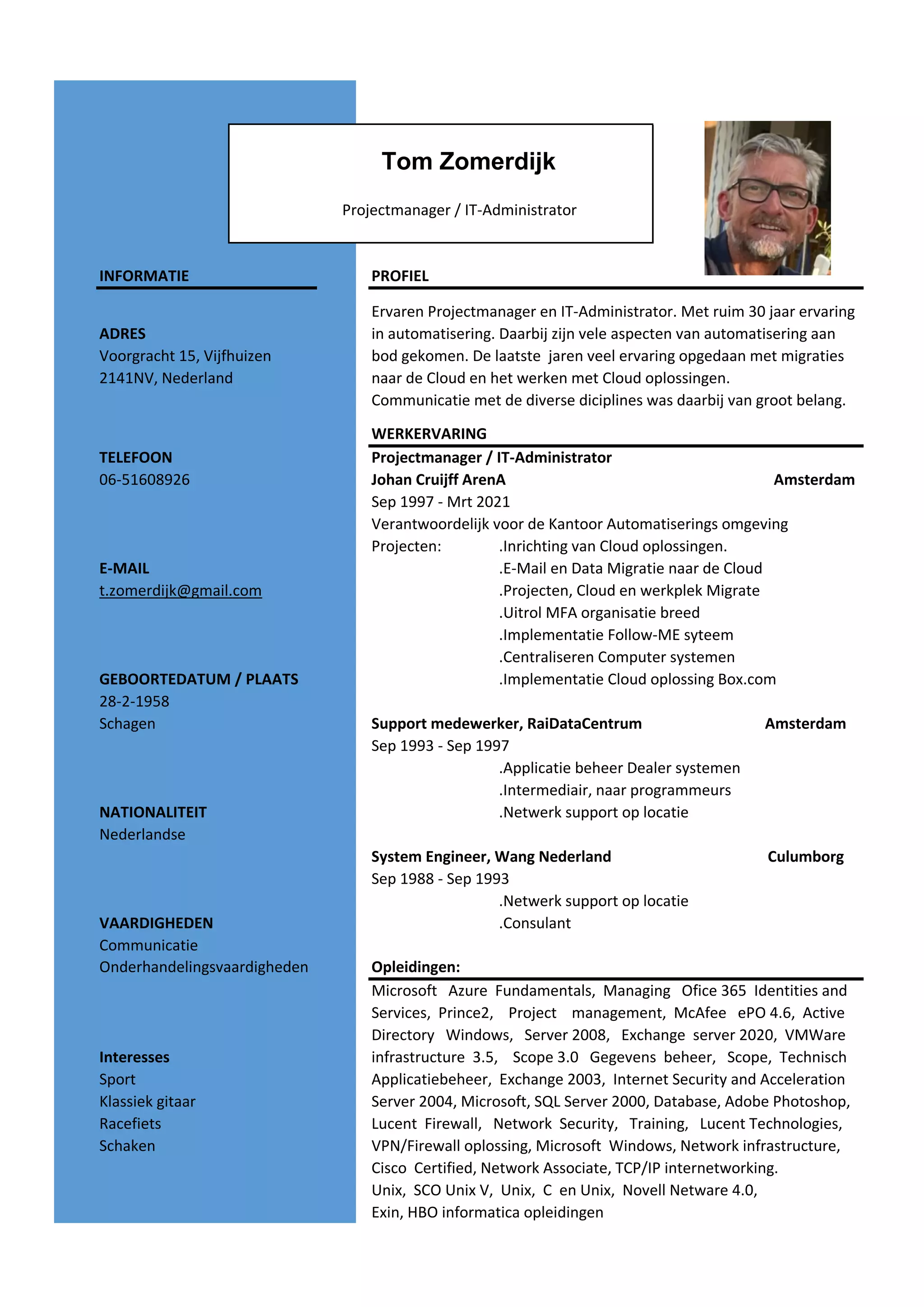 CV Tom Zomerdijk | PDF | Computing | Technology & Computing