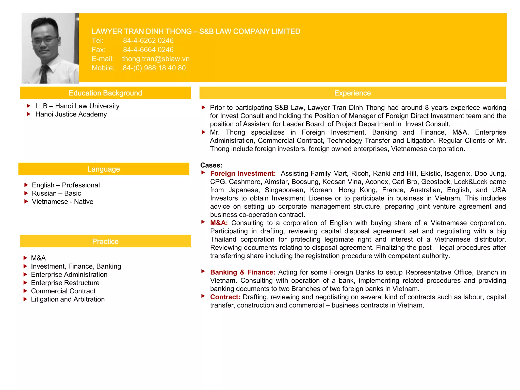 Cv - Trần Đình Thống | PPT