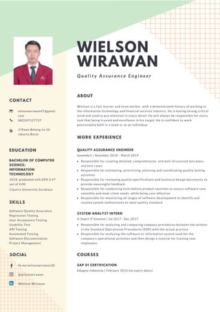 Curriculum Vitae - Wielson Wirawan | PDF | Technology & Computing