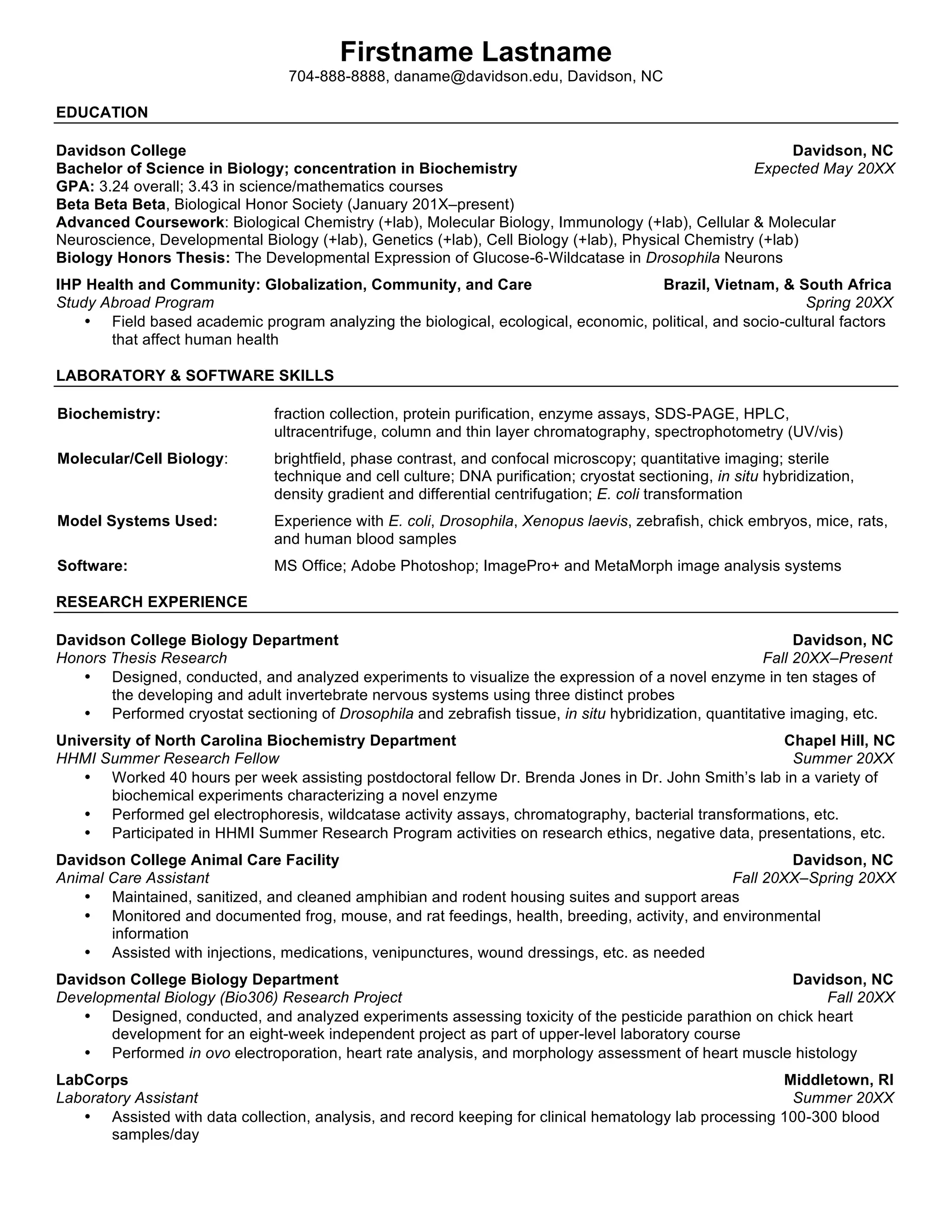 Davidson College CV Writing Guide | PDF