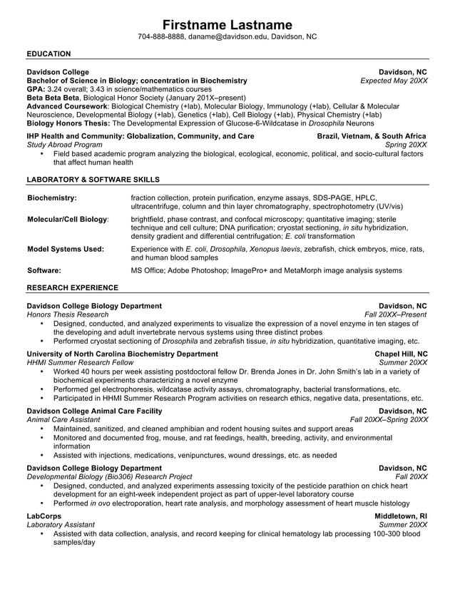 Davidson College CV Writing Guide | PDF