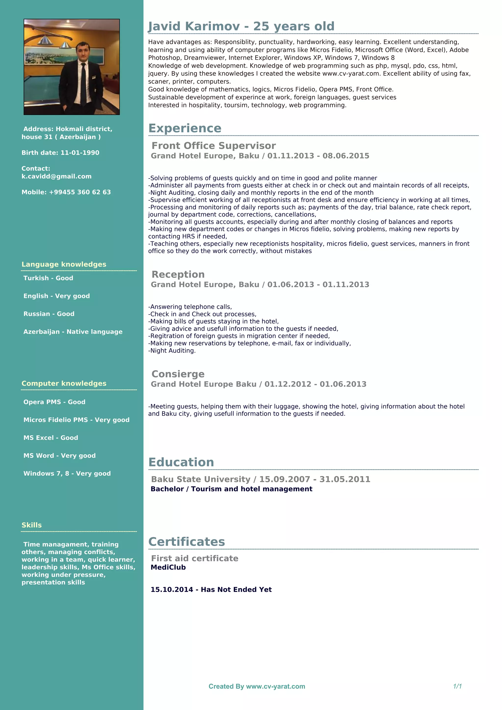 Cv yarat.com-javid karimov-4 | PDF