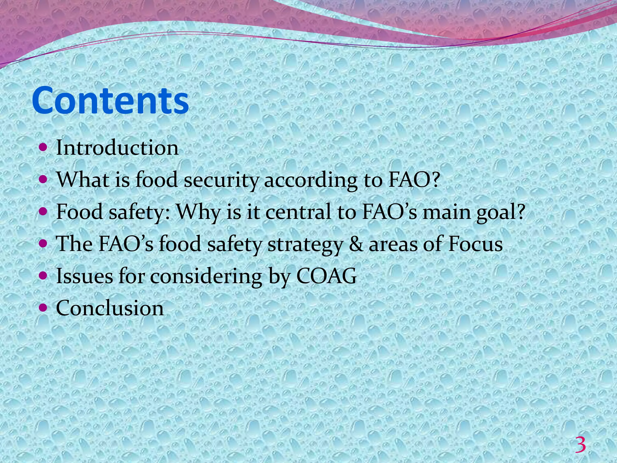 FAO working regarding food safety | PPTX