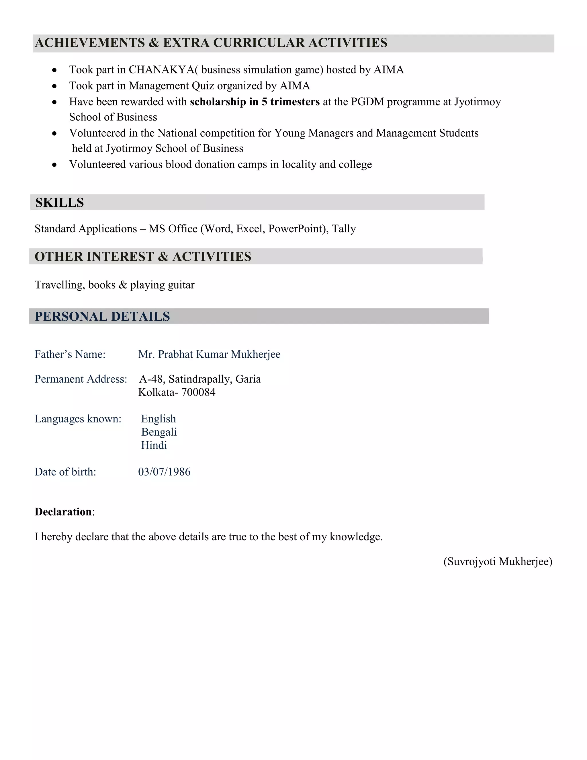 Cv (1) | DOCX | Business | Business and Finance