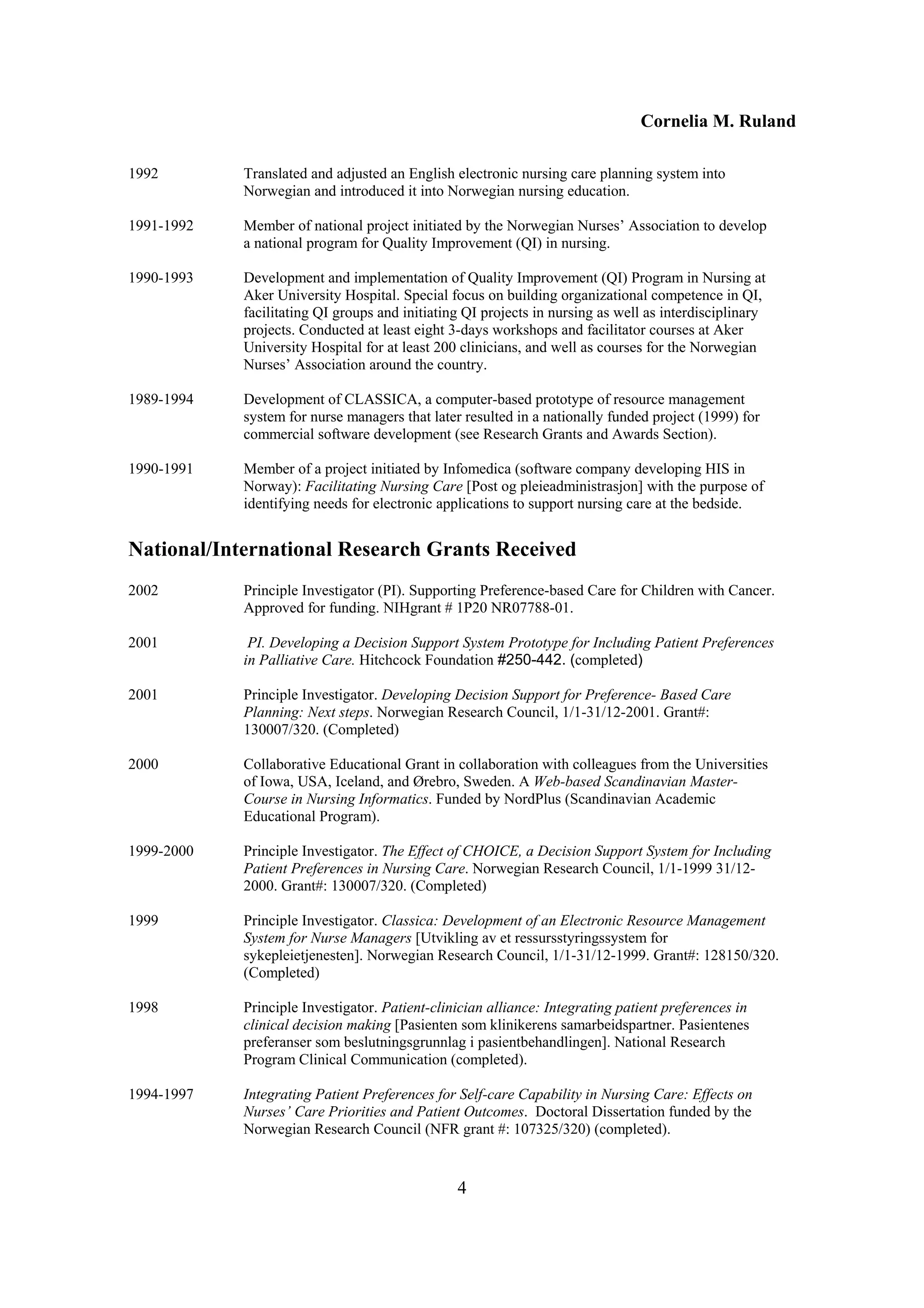 Cv Cornelia M. Ruland | PDF