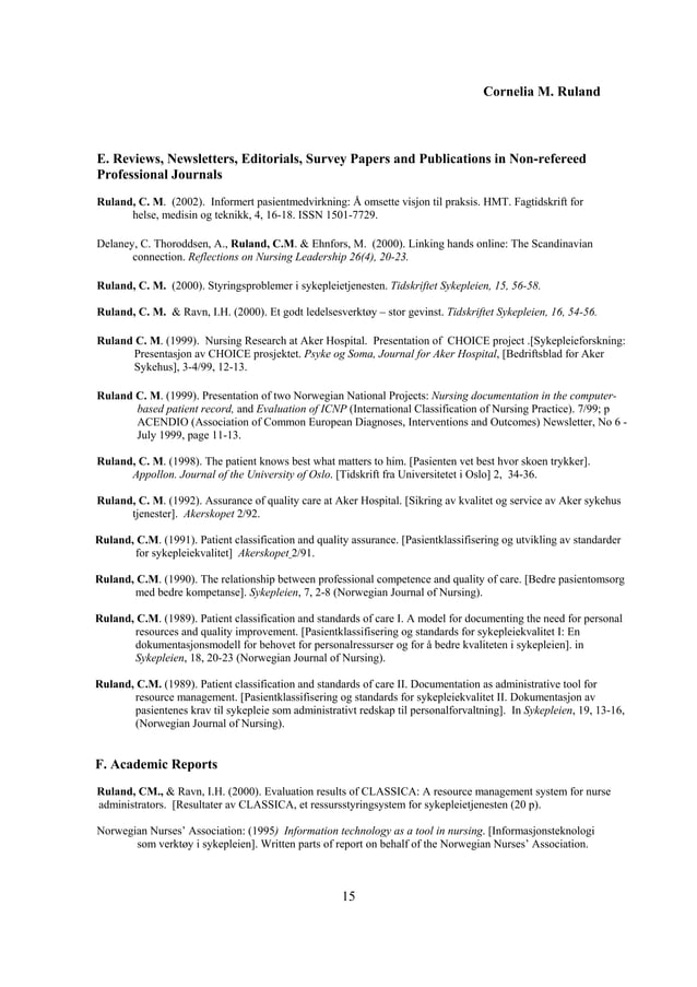 Cv Cornelia M. Ruland | PDF | Postgraduate Education | College Education