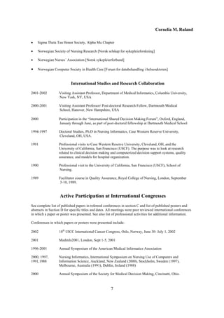 Cv Cornelia M. Ruland | PDF