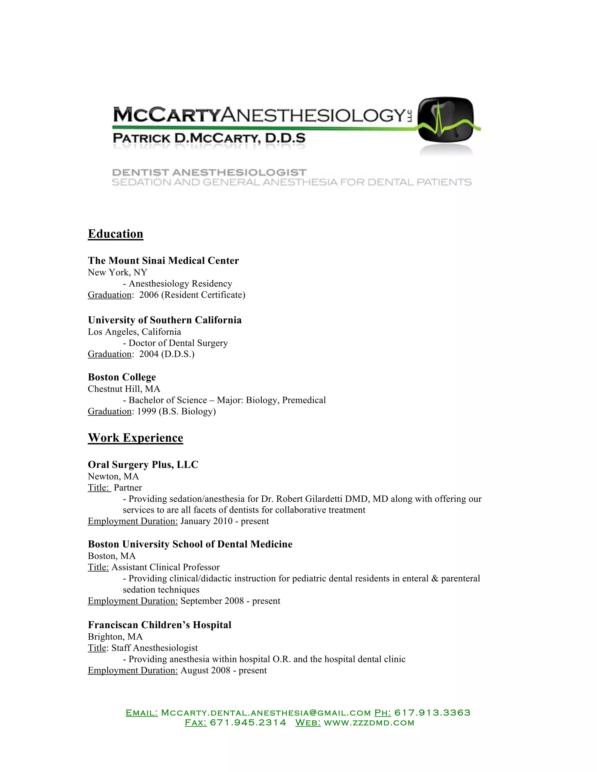 Patrick D. McCarty, DDS | PDF