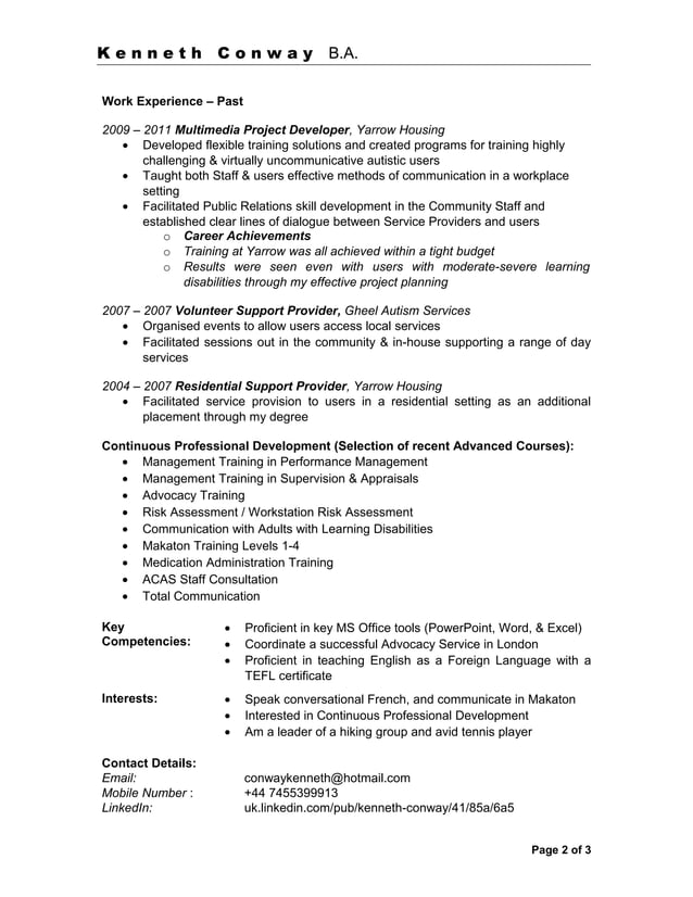 Kenneth Conway CV | DOC