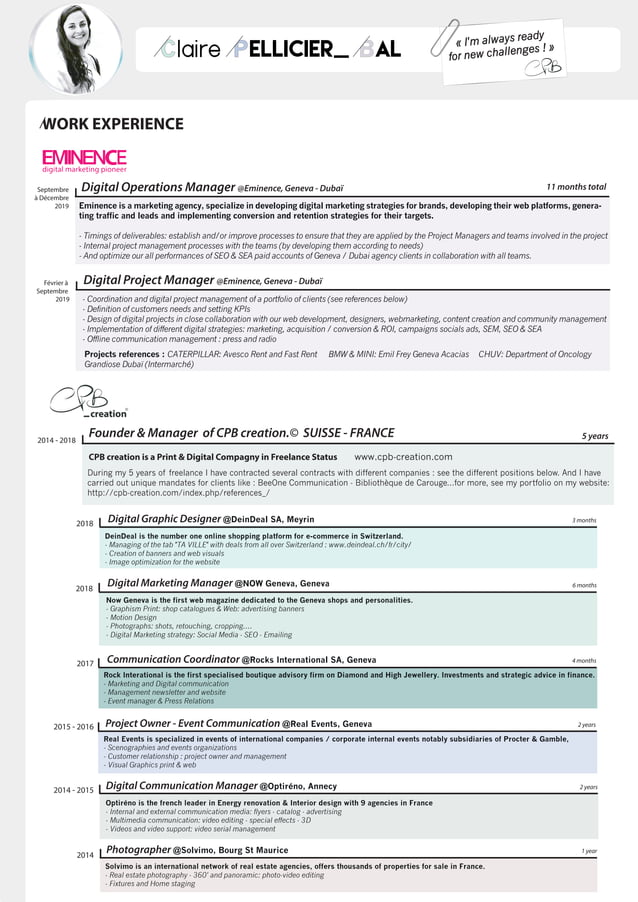 CV 2019 Claire PELLICIER-BAL | PDF