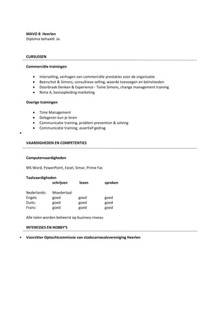CV Niek Bollen | PDF | Business | Business and Finance
