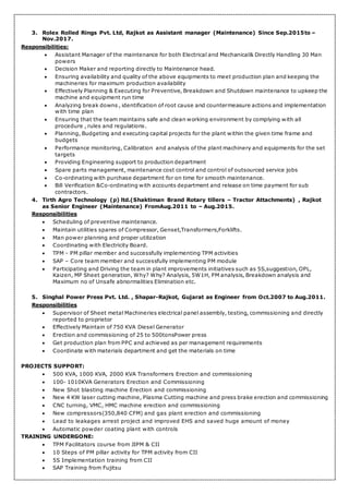 Assistant manager in maintenance | PDF