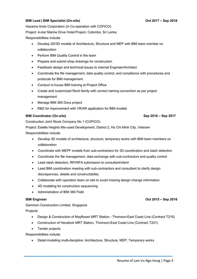 CV 2020 - LAM VU NGO HUNG - BIM|VDC Specialist | PDF