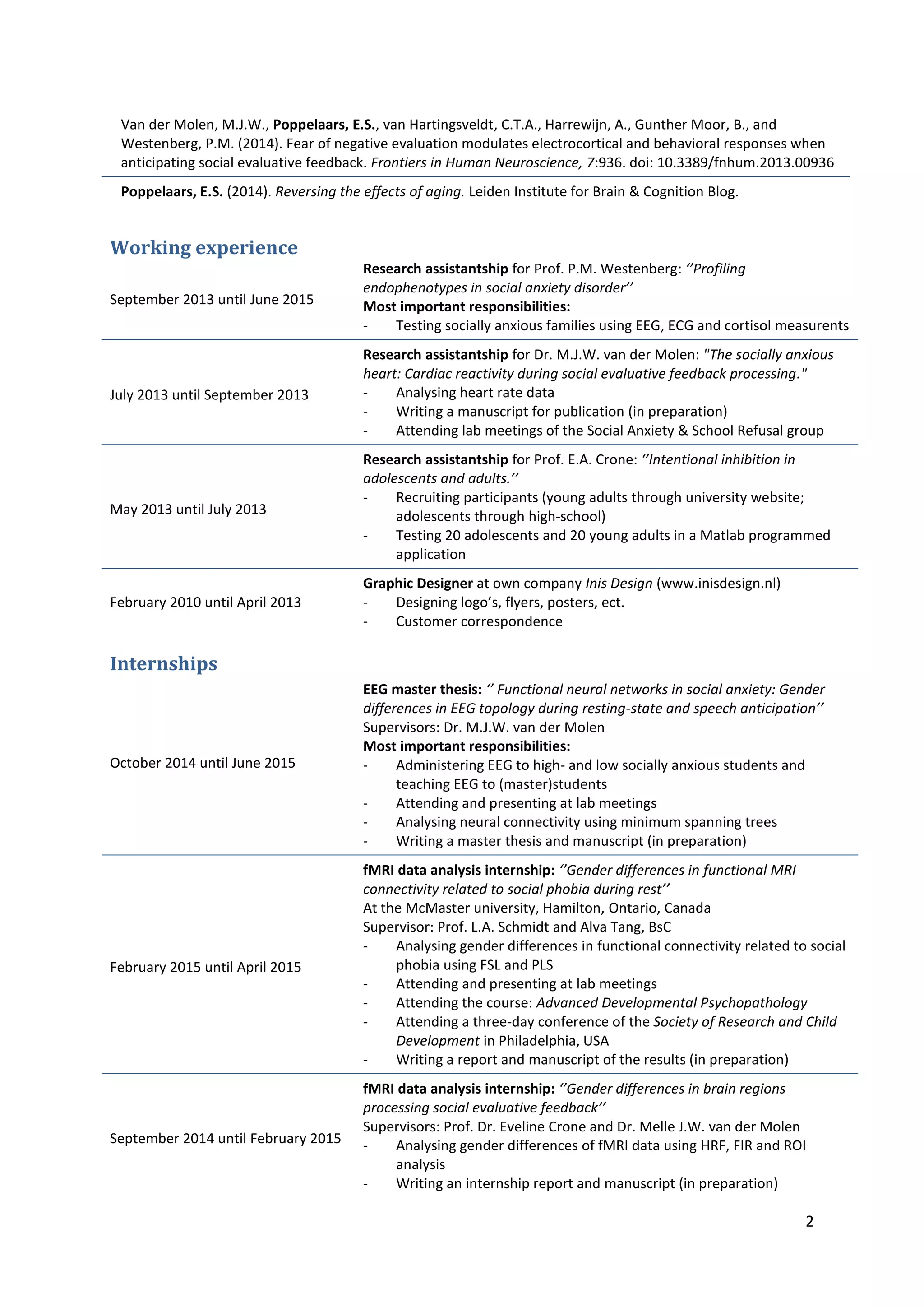 CV Eefje Poppelaars | PDF