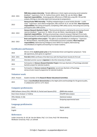 CV Eefje Poppelaars | PDF