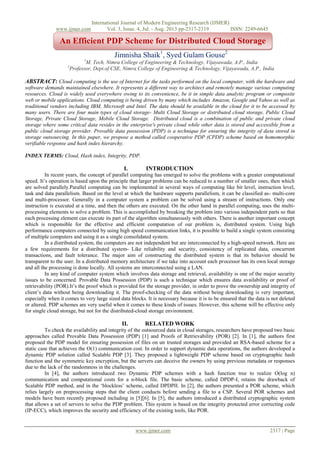 An Efficient PDP Scheme for Distributed Cloud Storage | PDF