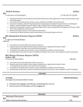 Resume | DOC | Air Travel | Travel Type