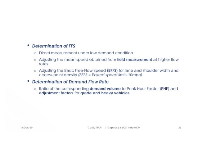 Capacity & Level of Service: Highways & Signalized Intersections (Indo-HCM) | PDF