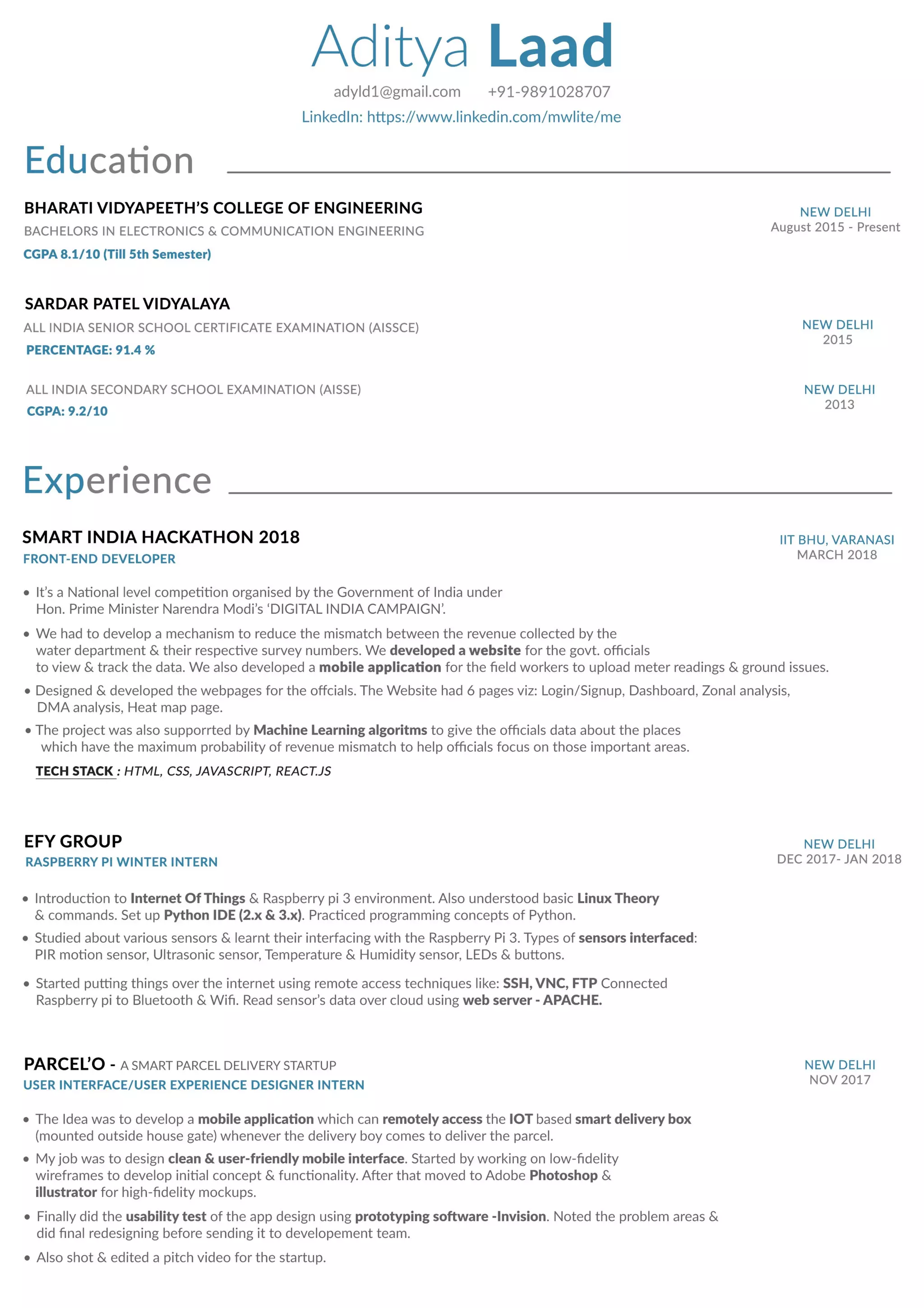 Cv aditya laad | PDF